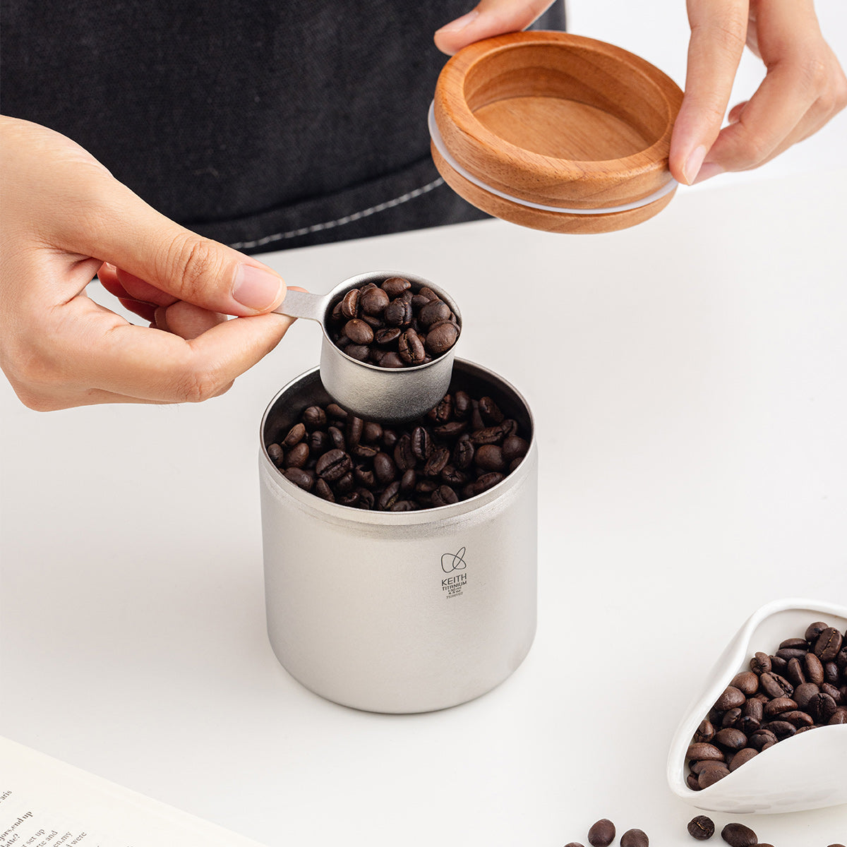 KEITH Titanium Coffee Canister with Measuring Spoon, 350ml - Ti3621